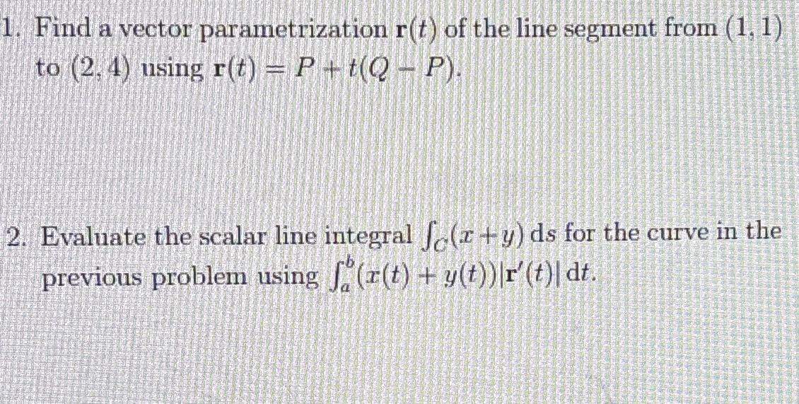 Solved Find a vector parametrization r(t) ﻿of the line | Chegg.com