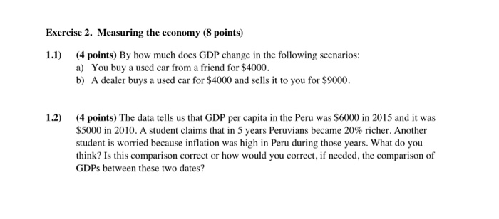 Solved Exercise 2. Measuring the economy (8 points) 1.1) (4 | Chegg.com