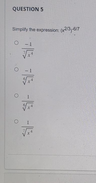 Solved QUESTION 5Simplify the expression: | Chegg.com
