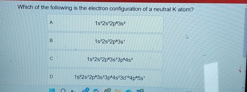 Solved Which of the following is the electron configuration | Chegg.com