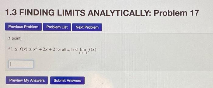 Solved 13 Finding Limits Analytically Problem 17 Previous 3654