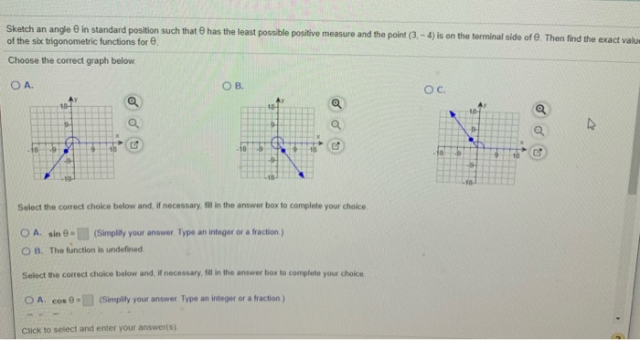 Solved Sketch an angle in standard position such that has | Chegg.com