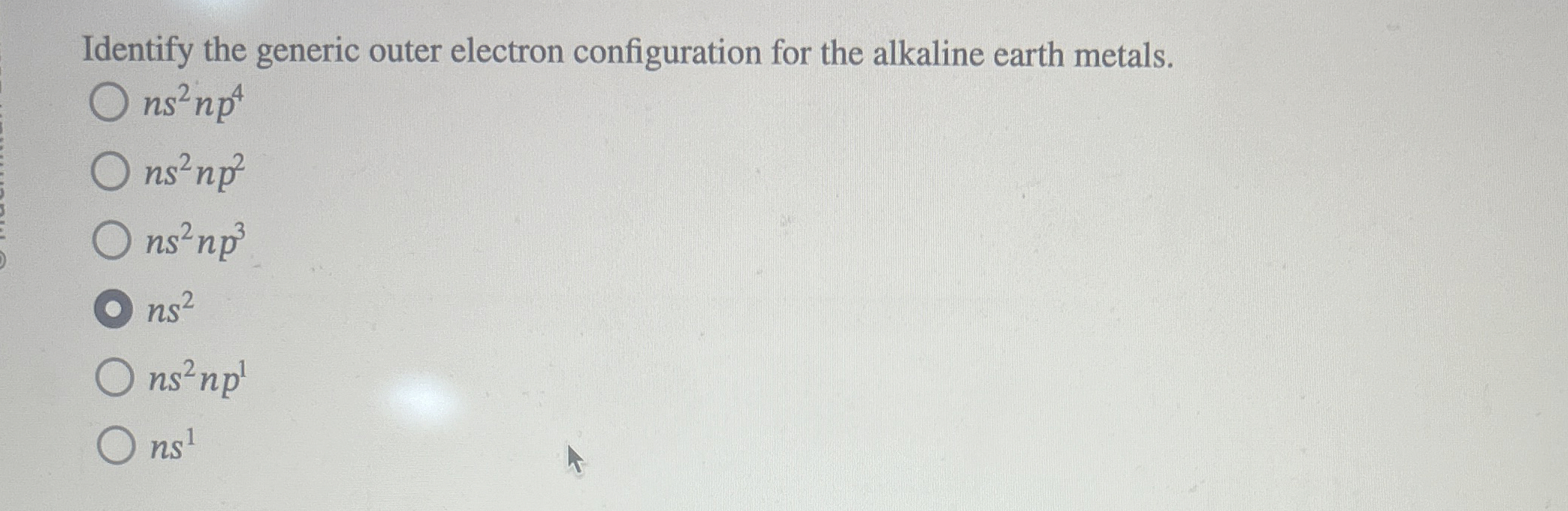 Solved Identify the generic outer electron configuration for | Chegg.com