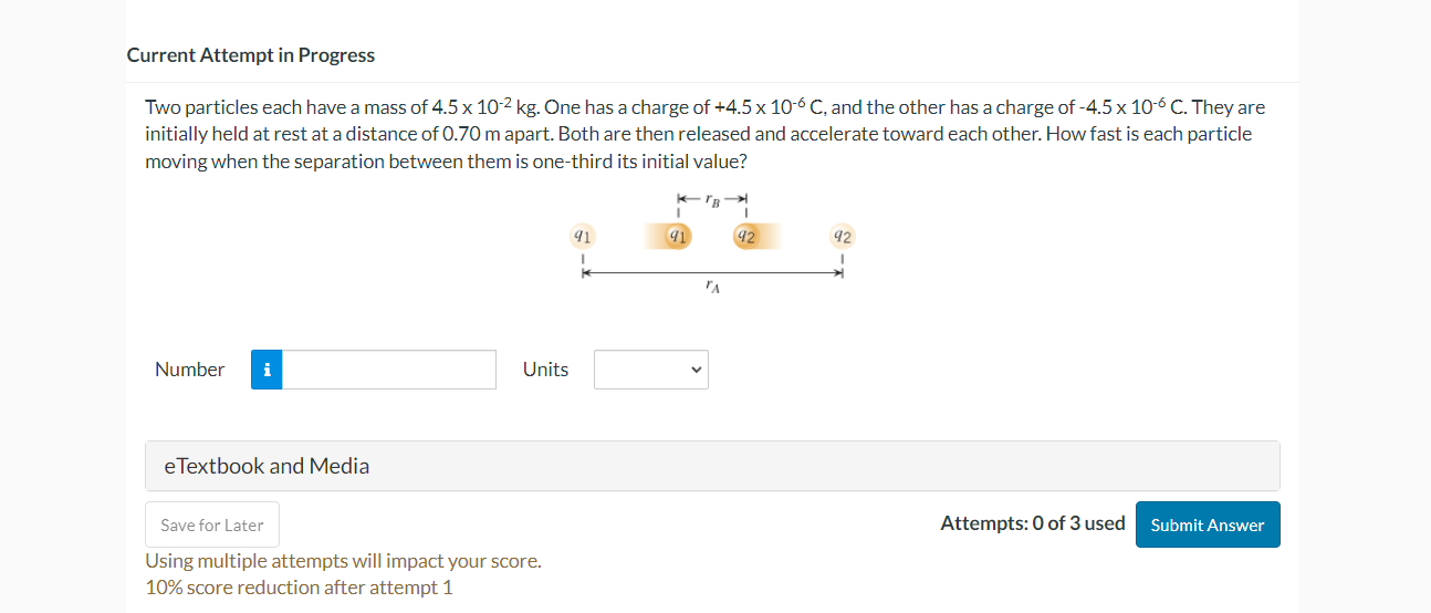 Solved Current Attempt in ProgressTwo particles each have a | Chegg.com