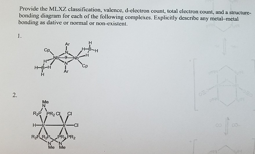 Provide the MLXZ classification, valence, d-electron | Chegg.com