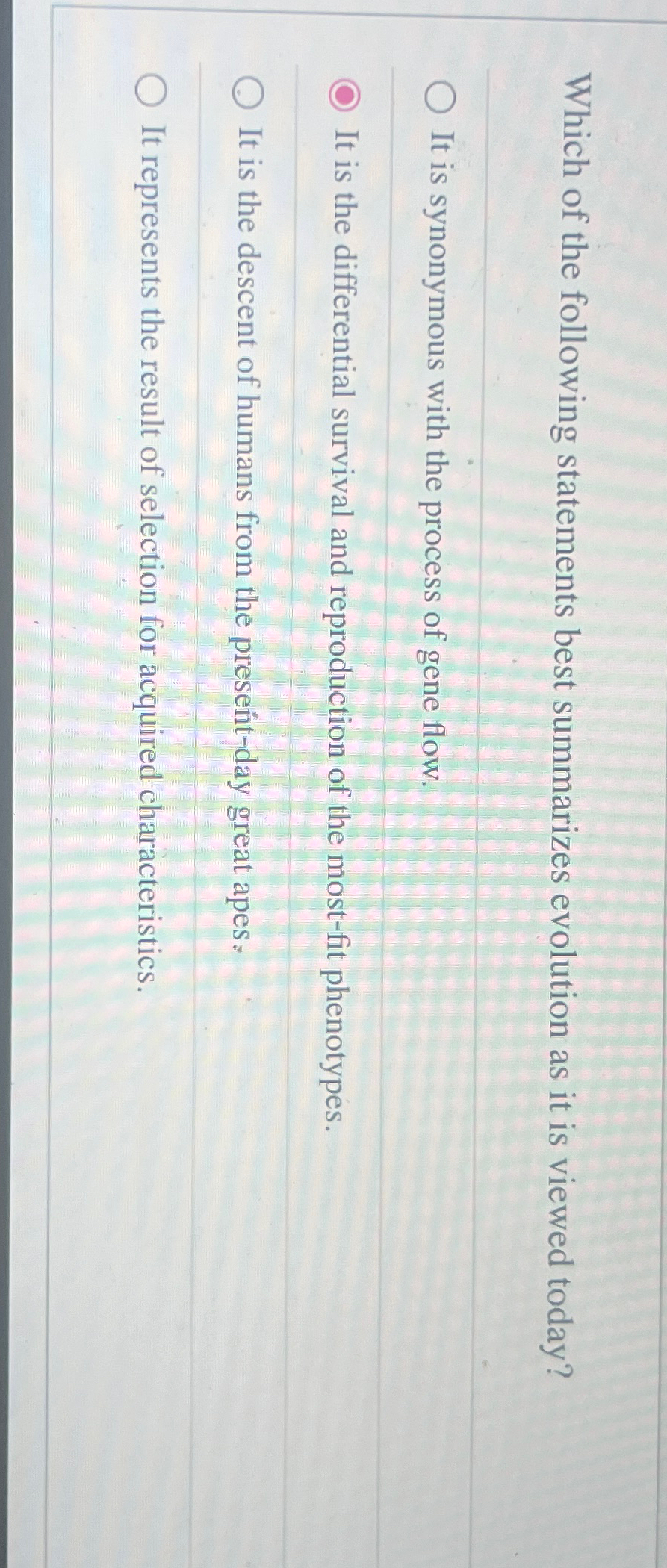 Solved Which of the following statements best summarizes | Chegg.com