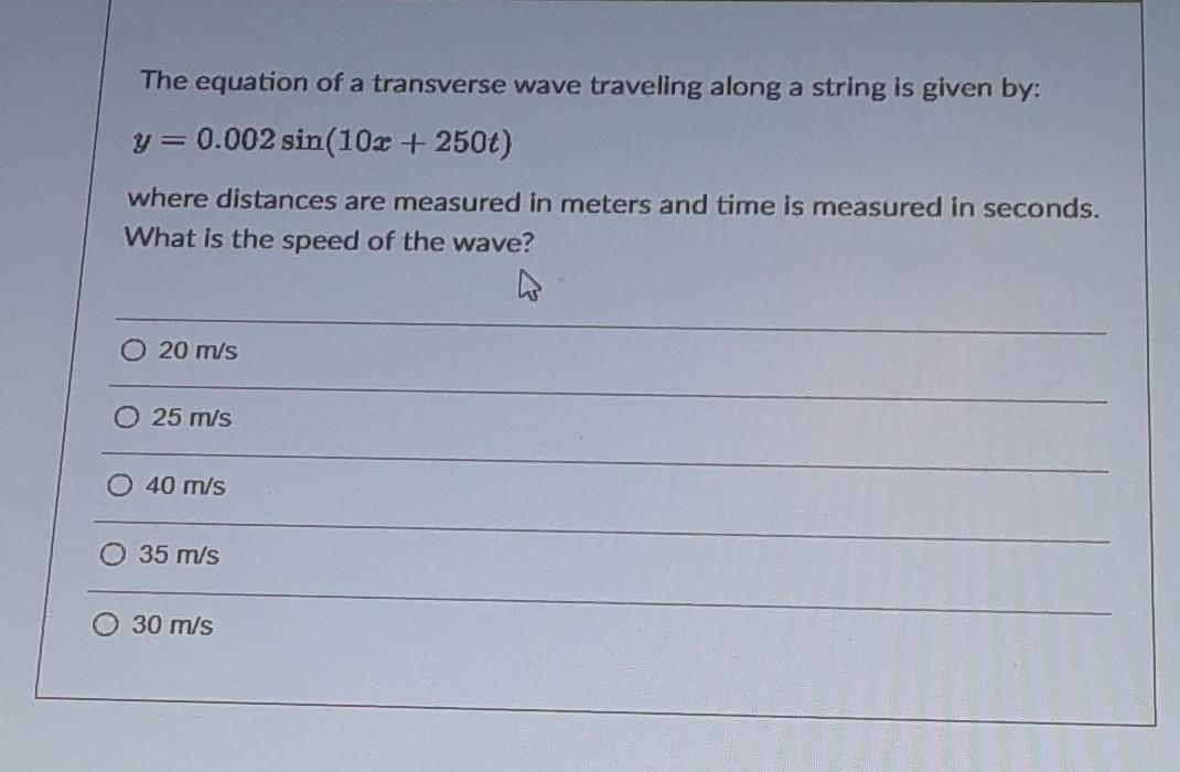Solved The equation of a transverse wave traveling along a | Chegg.com