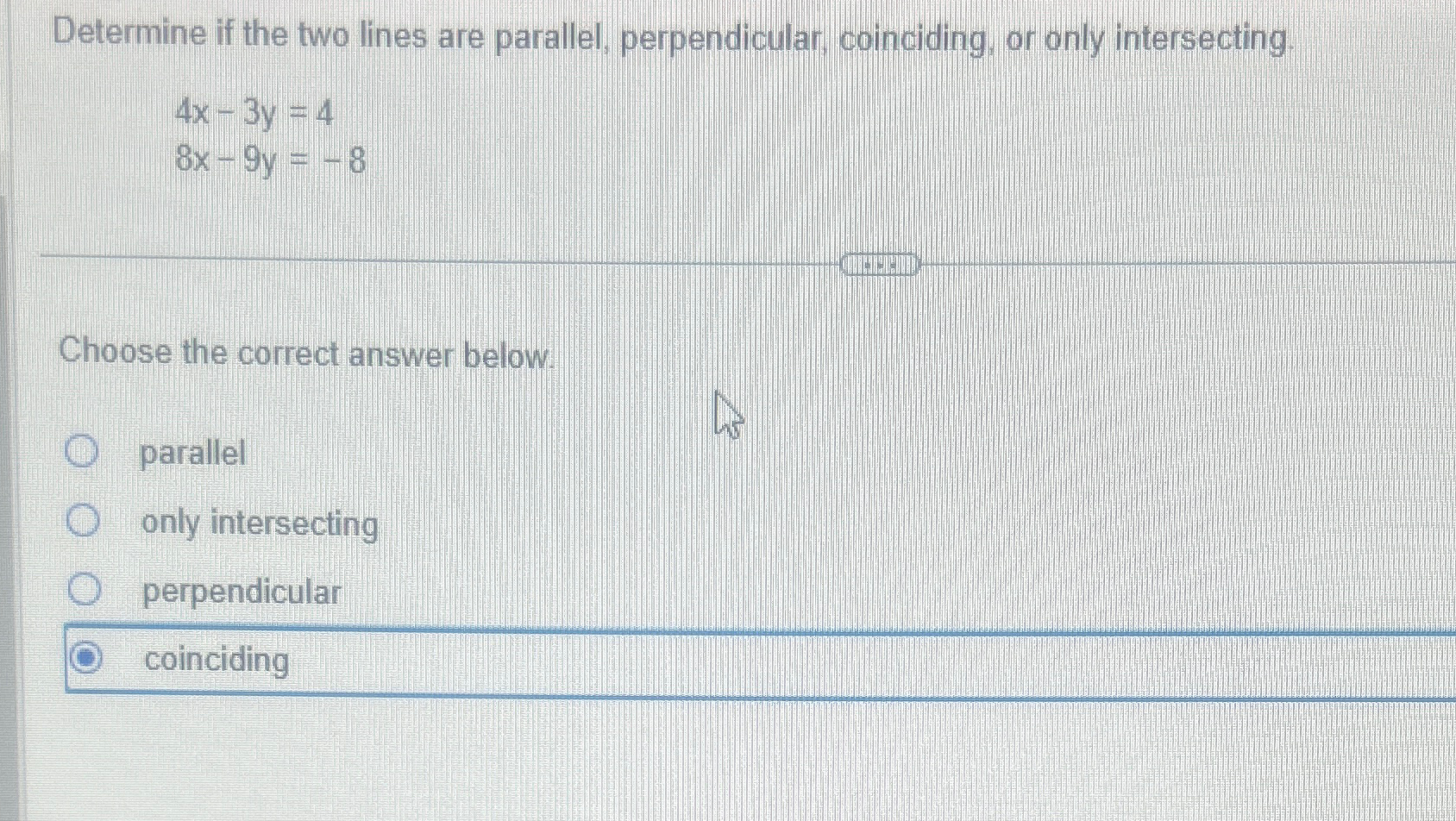 Solved Determine if the two lines are parallel, | Chegg.com