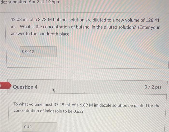 Solved 42.03 mL of a 3.73M butanol solution are diluted to a | Chegg.com