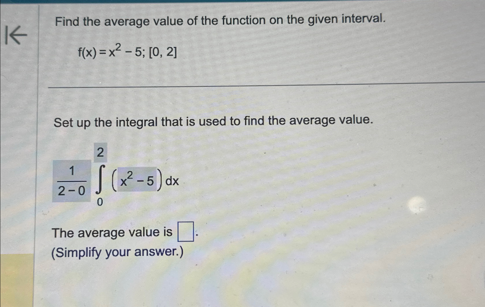 Solved Find the average value of the function on the given | Chegg.com