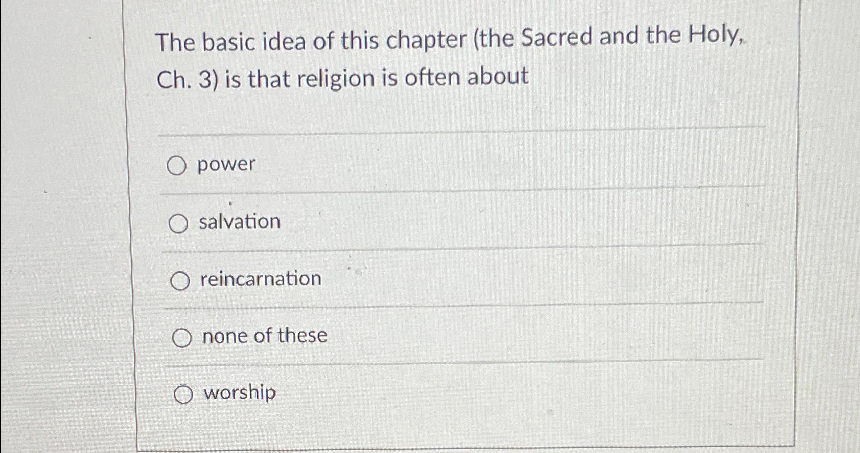 Solved The basic idea of this chapter (the Sacred and the | Chegg.com
