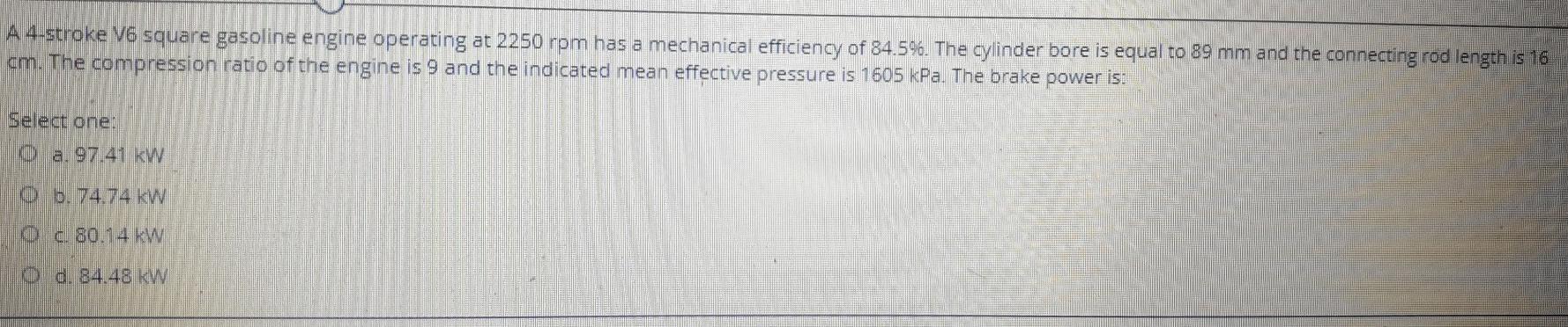 Solved A 4-stroke V6 square gasoline engine operating at | Chegg.com