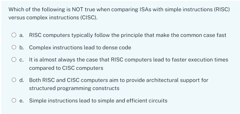 Solved Which of the following is NOT true when comparing | Chegg.com