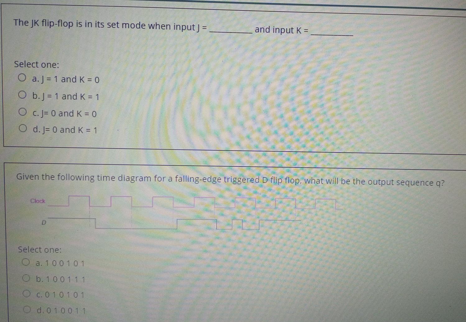 Solved The JK flip-flop is in its set mode when input ) = | Chegg.com
