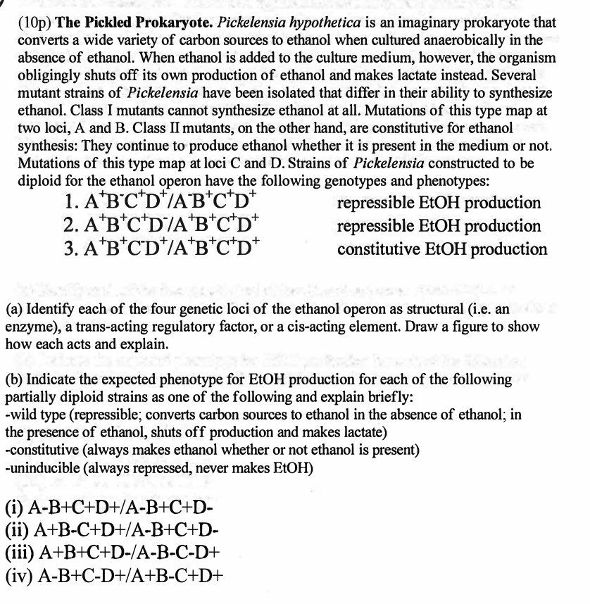 Solved (10p) ﻿The Pickled Prokaryote. Pickelensia | Chegg.com