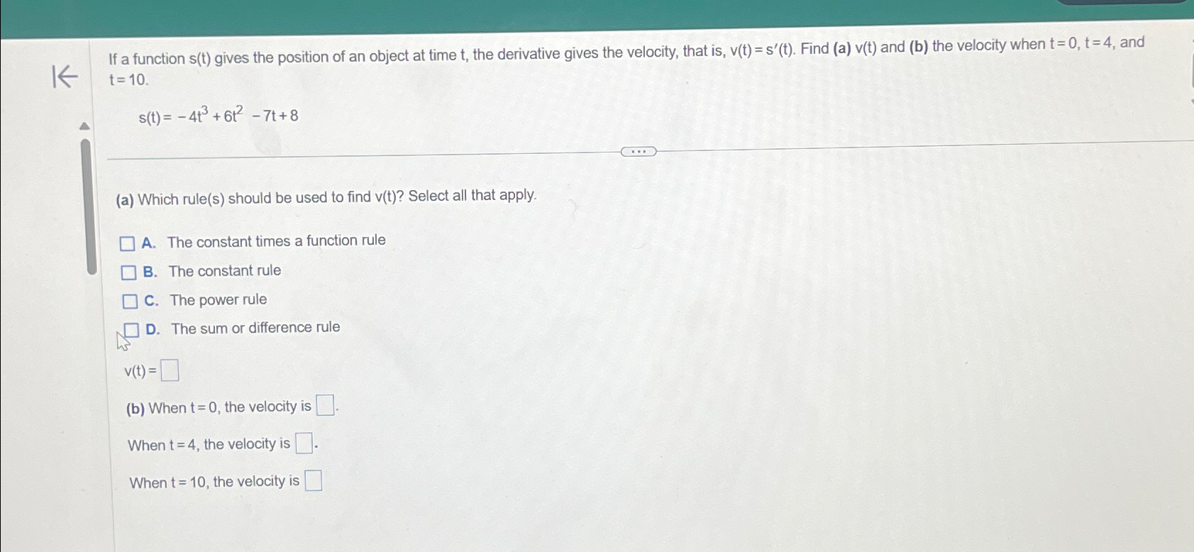 Solved If a function s(t) ﻿gives the position of an object | Chegg.com