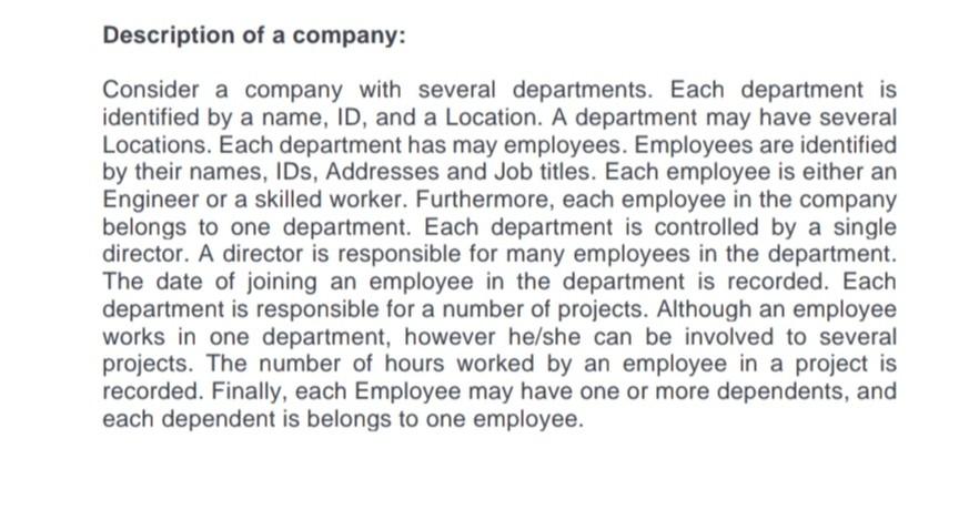 Solved Description of a company: Consider a company with | Chegg.com