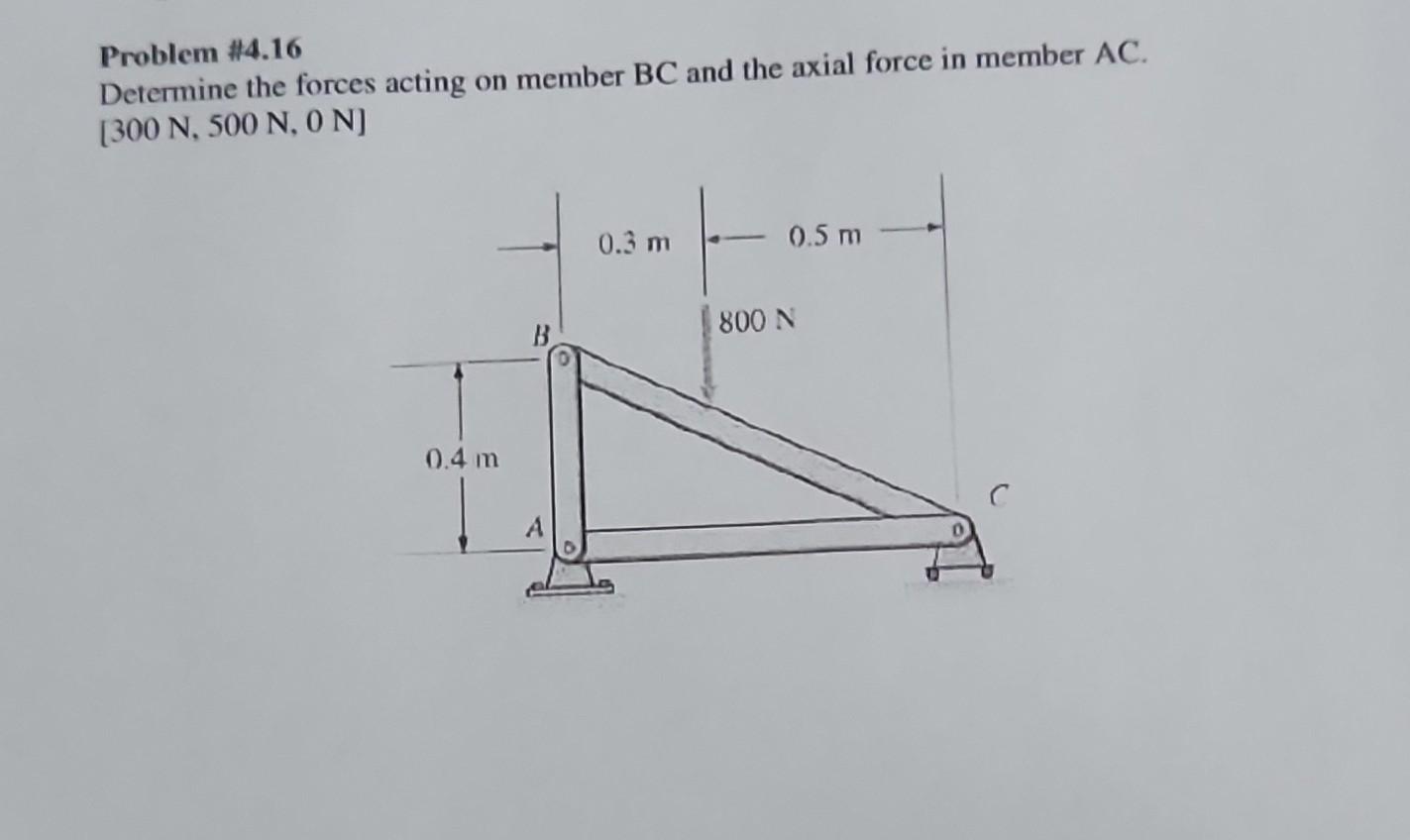 Solved Problem \#4.16 Determine the forces acting on member | Chegg.com