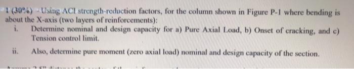 Solved 1 (30%) Using ACI strength-reduction factors, for the | Chegg.com