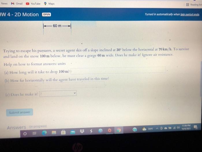 Solved ure Map Reading List W4 - 2D Motion OPEN Turned in | Chegg.com