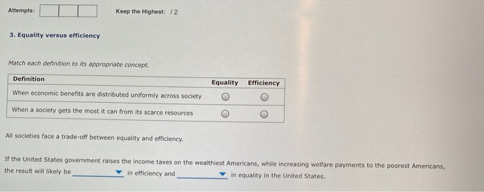 Solved Attempts: Keep the Highest: /2 3. Equality versus | Chegg.com