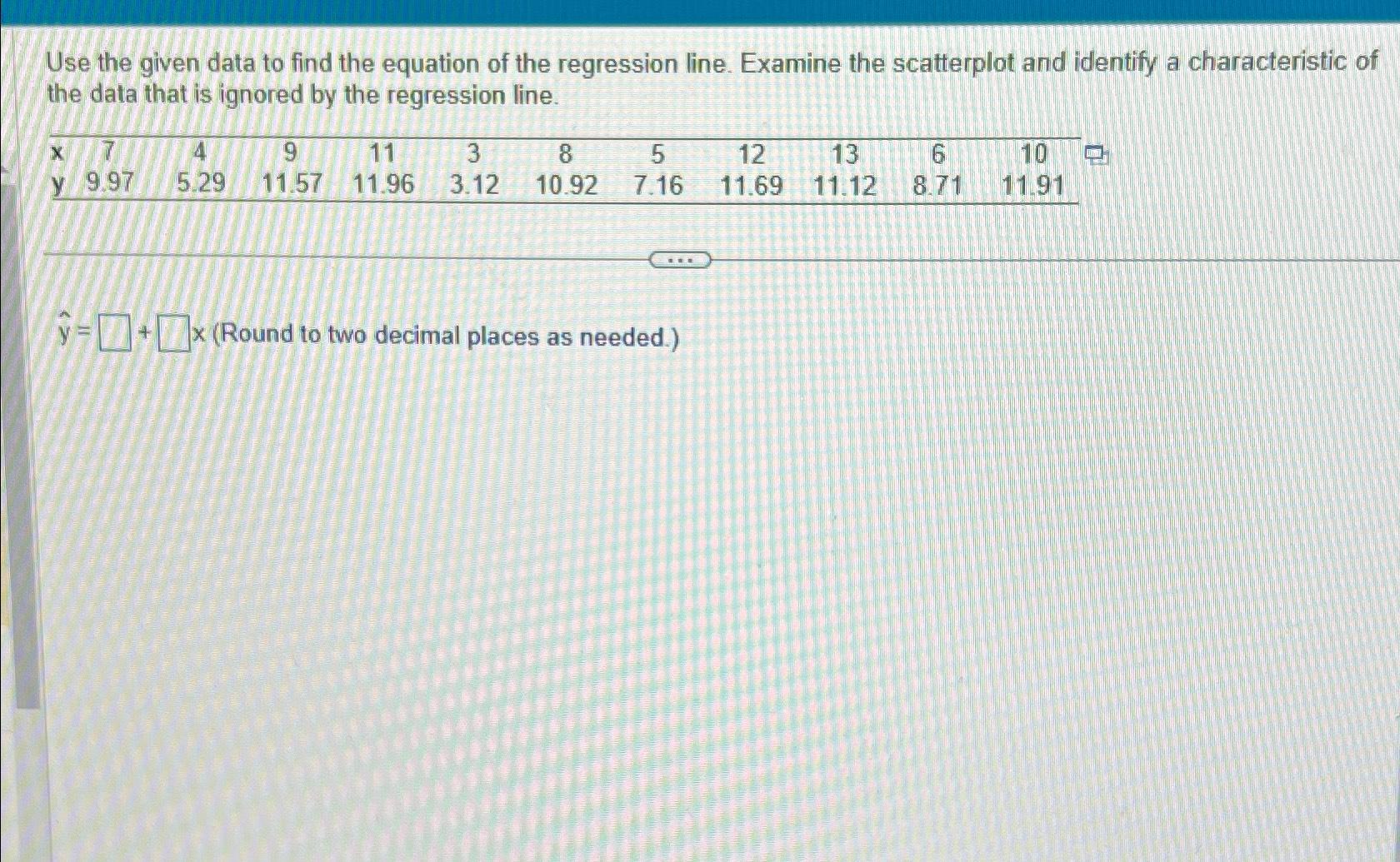 Solved Use the given data to find the equation of the | Chegg.com