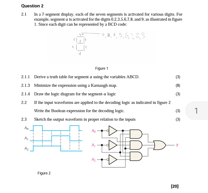 Solved 2.1 In a 7-segment display, each of the seven | Chegg.com