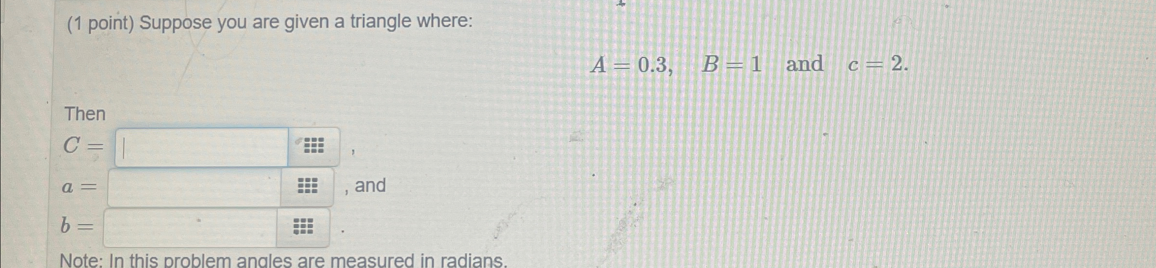 Solved (1 ﻿point) ﻿Suppose you are given a triangle | Chegg.com