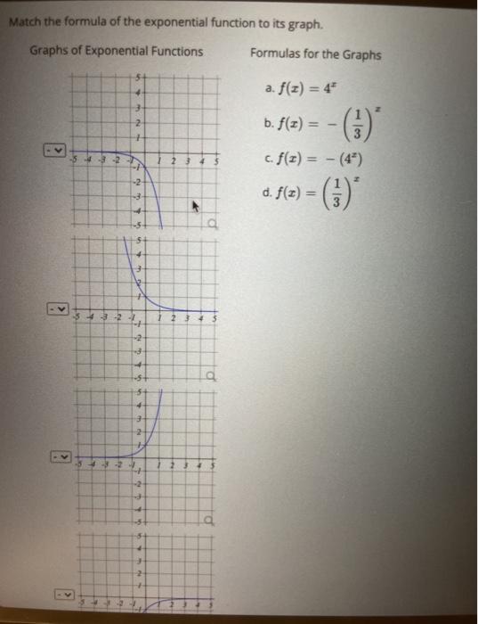 Solved Match the formula of the exponential function to its | Chegg.com