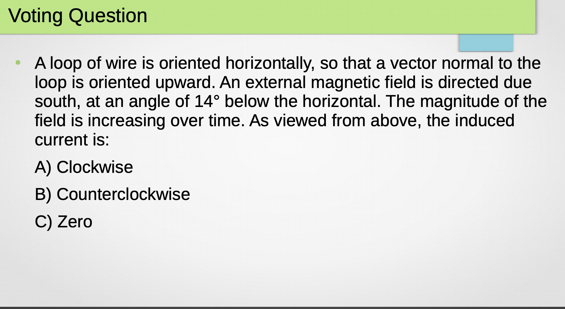 Solved Voting QuestionA loop of wire is oriented | Chegg.com