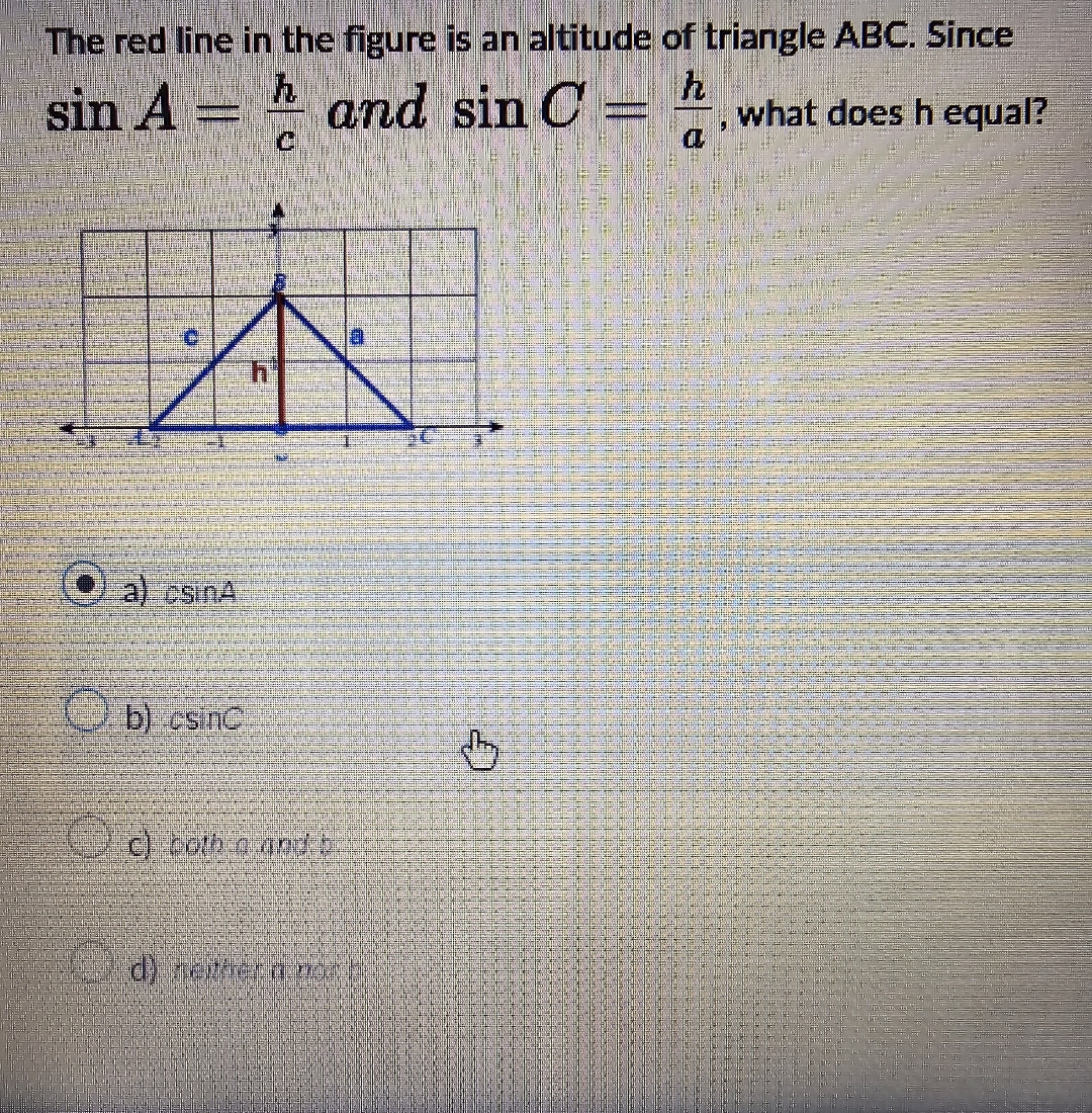 Solved The red line in the figure is an altitude of triangle | Chegg.com