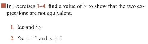 Solved In Exercises 1−4, find a value of x to show that the | Chegg.com