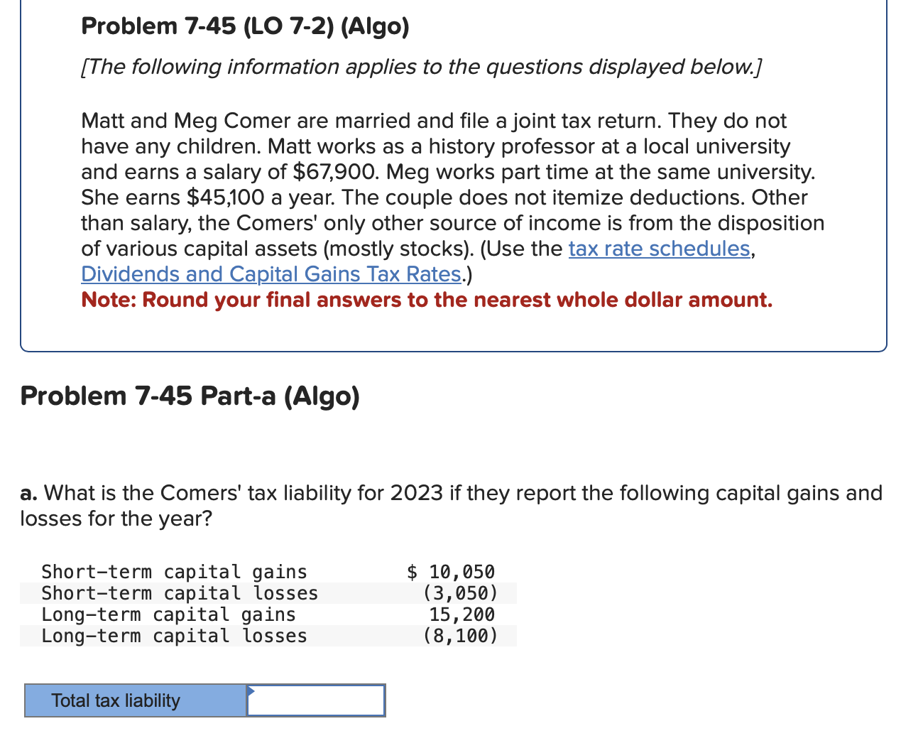 Solved Problem 7-45 (LO 7-2) (Algo)[The following | Chegg.com