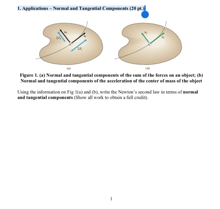 Solved 1. Applications - Normal and Tangential Components | Chegg.com
