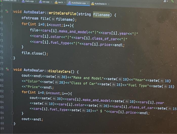 Solved \#ifndef UNTITLEO49_AUTODEALER_H \#define UNTITLED 49 | Chegg.com