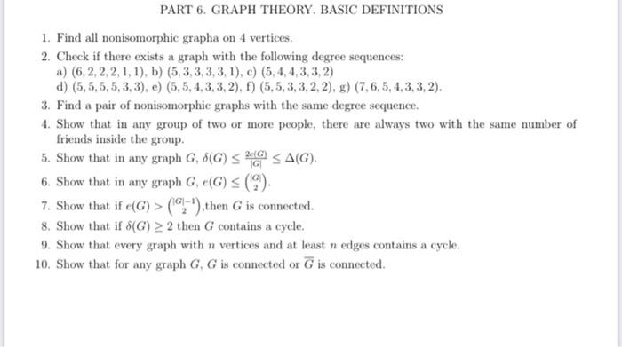 Solved PART 6. GRAPH THEORY. BASIC DEFINITIONS 1. Find all | Chegg.com