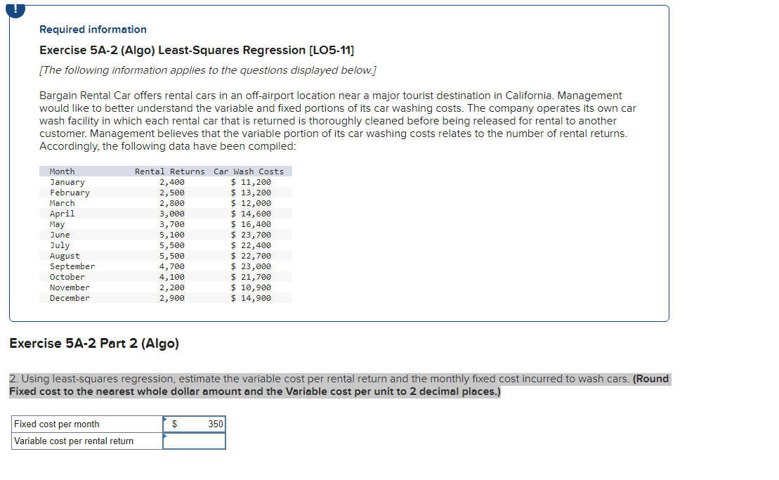 Solved Required informationExercise 5A-2 (Algo) | Chegg.com