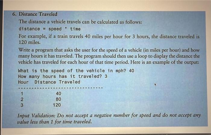 Solved 6. Distance Traveled The distance a vehicle travels | Chegg.com