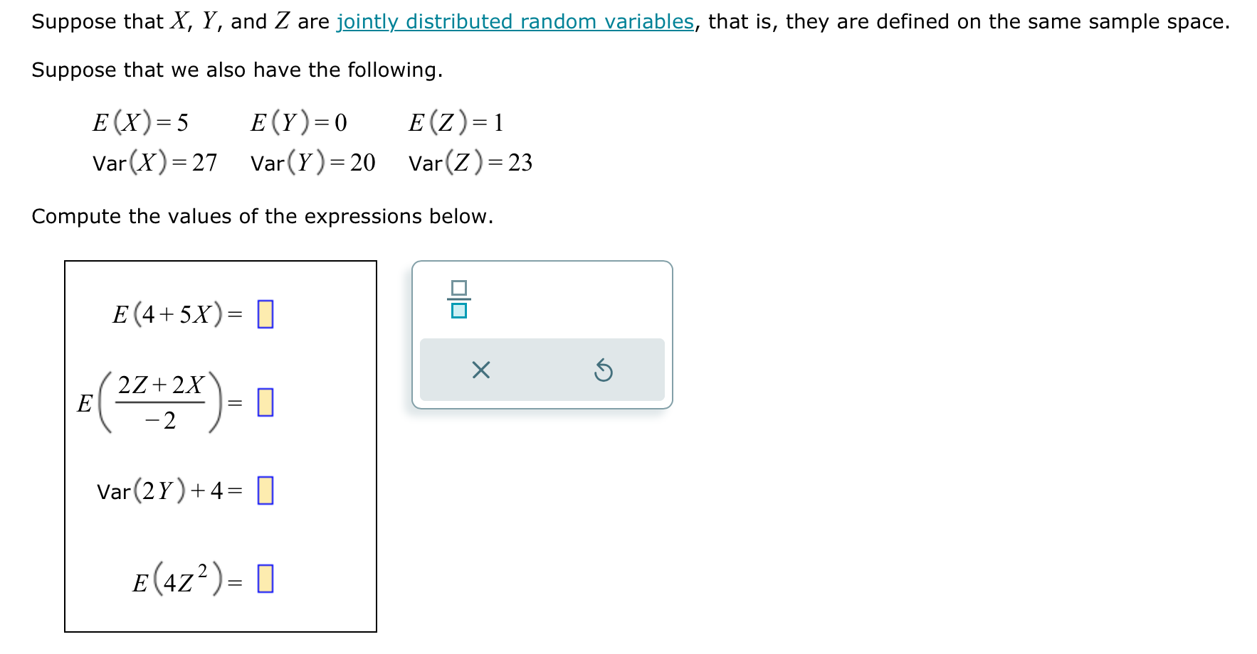 Solved Suppose that x,Y, ﻿and Z ﻿are jointly distributed | Chegg.com