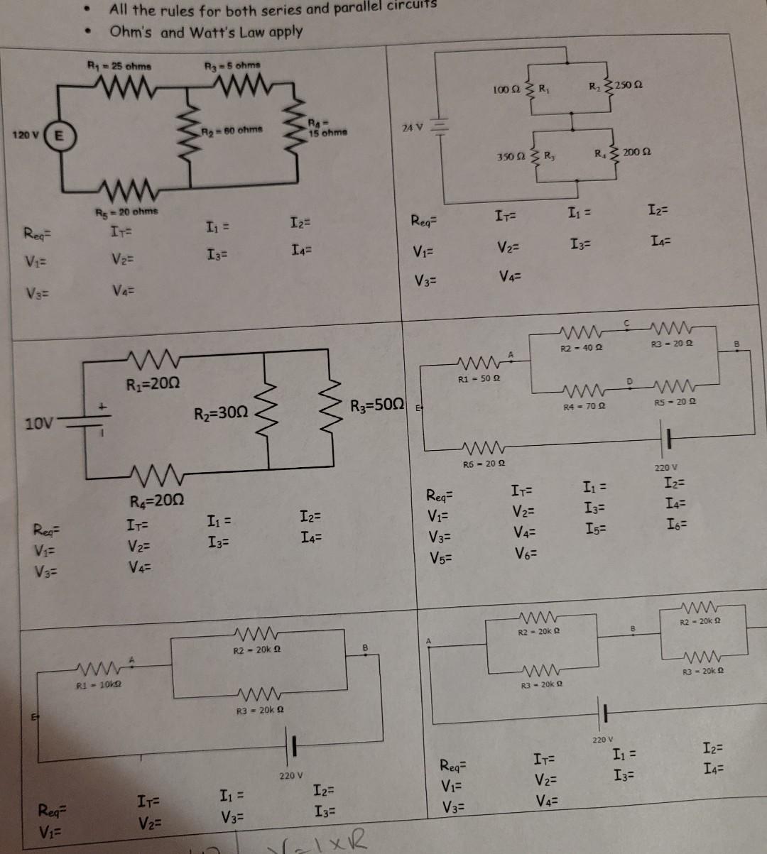 Solved All the rules for both series and parallel circuits | Chegg.com