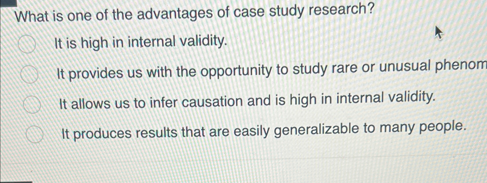 Solved What is one of the advantages of case study | Chegg.com