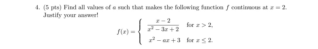 Solved (5 ﻿pts) ﻿Find all values of a such that makes the | Chegg.com