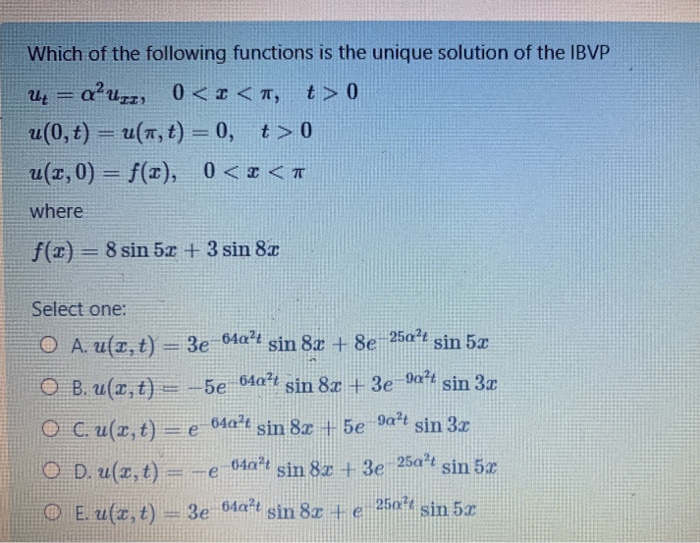 Solved Which of the following functions is the unique | Chegg.com