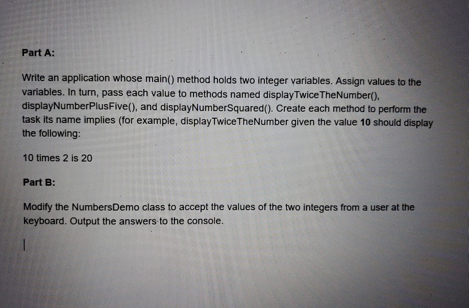 Solved Part A Write An Application Whose Main Method