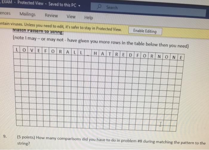 Solved 8. (15 points) Demonstrate the Horspool's algorithm | Chegg.com