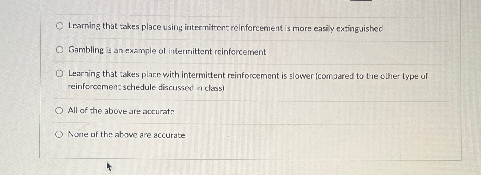 Solved Learning that takes place using intermittent | Chegg.com