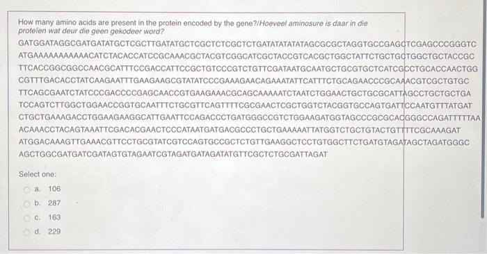 Solved How many amino acids are present in the protein | Chegg.com