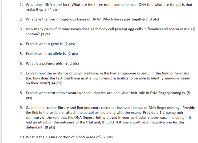 Solved 1. ﻿What does DNA stand for? What are the three main | Chegg.com