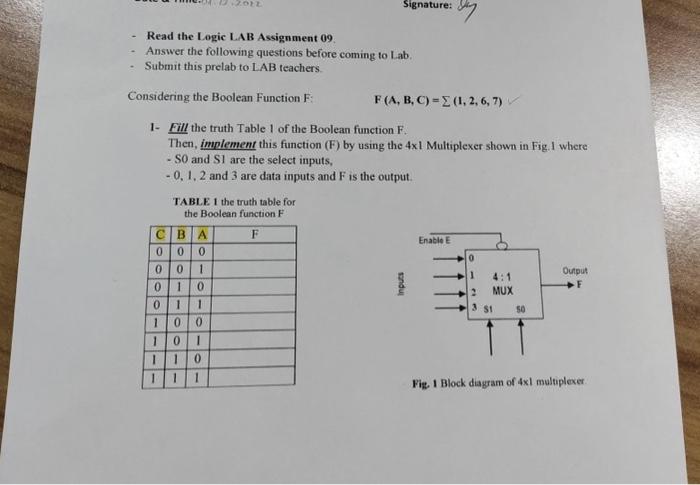 Solved - Read the Logic L.AB Assignment 09. - Answer the | Chegg.com