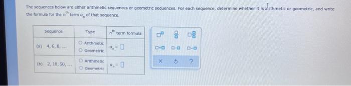 Solved The sequences below are either arithmetic sequences | Chegg.com